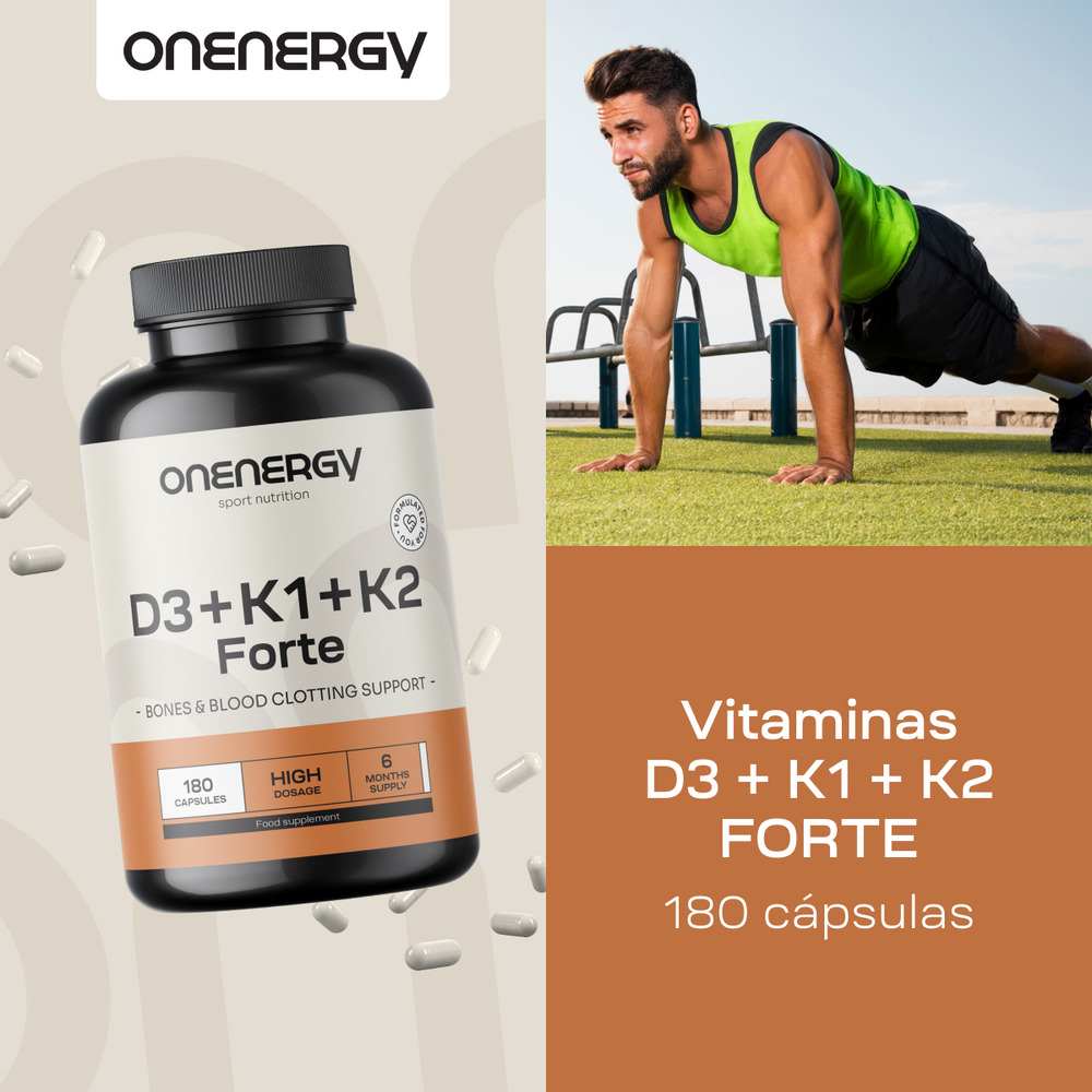 Vitamina D3 + K1 + K2 FORTE, 180 cápsulas - FutuNatura.es